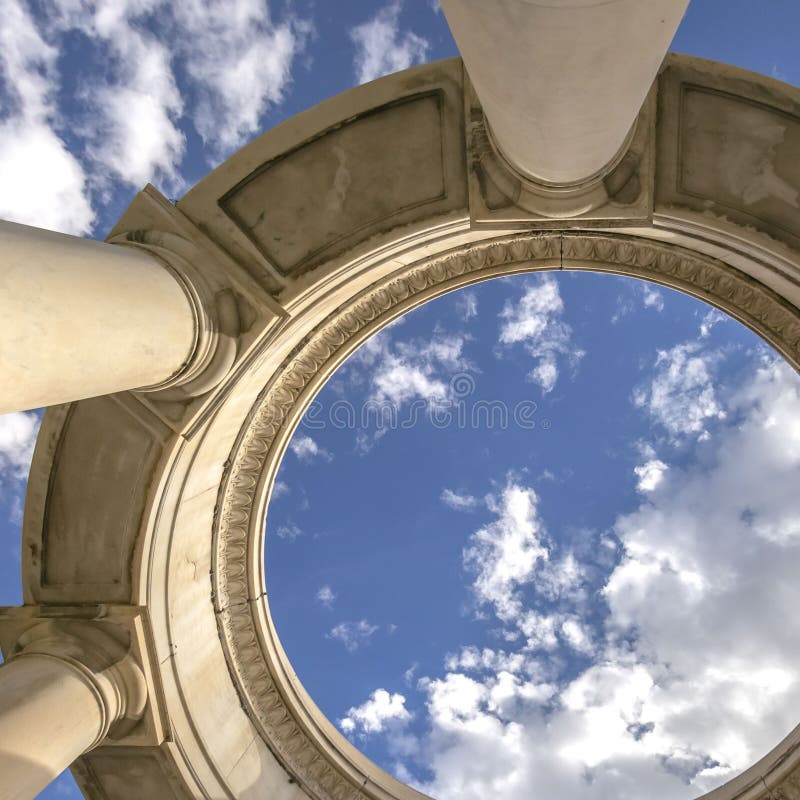 Square Circular Structure Supported by Huge Columns Viewed on a Sunny ...