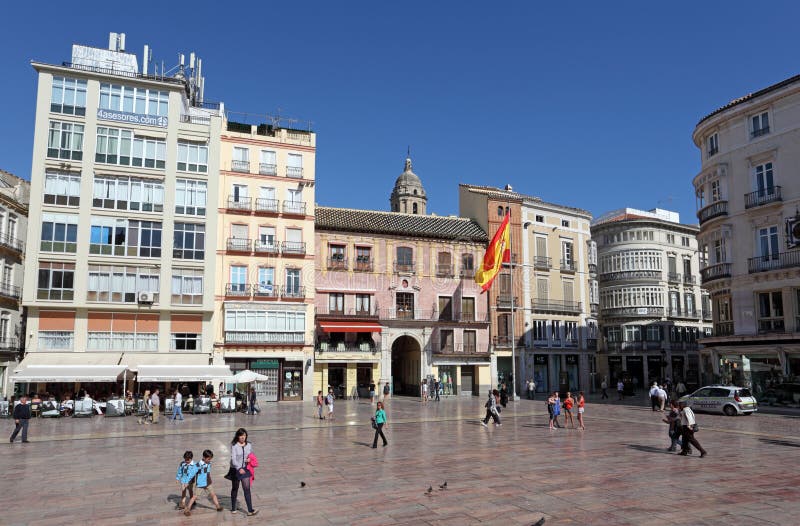 City of Malaga at dusk stock photo. Image of malaga, coast - 79177482