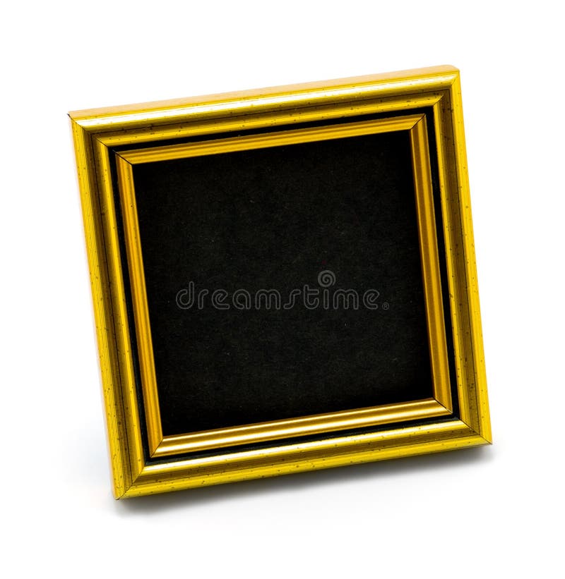 Square Classic Empty Gold Photo Frame Isolated on White Stock Photo ...