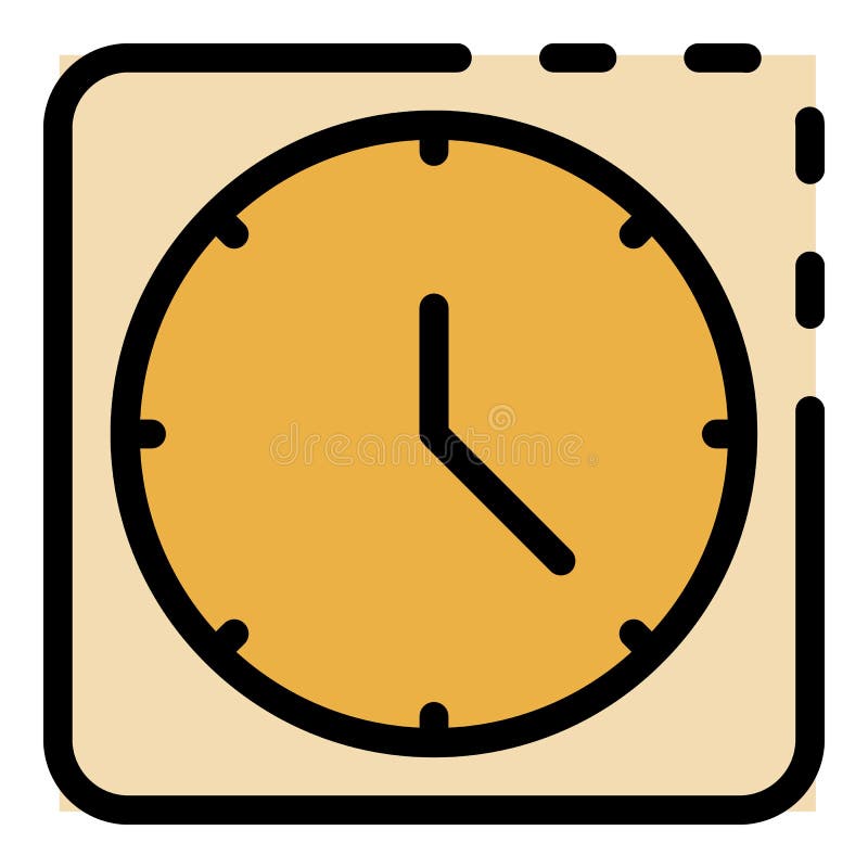 Square Clock Icon Color Outline Vector Stock Vector - Illustration of ...