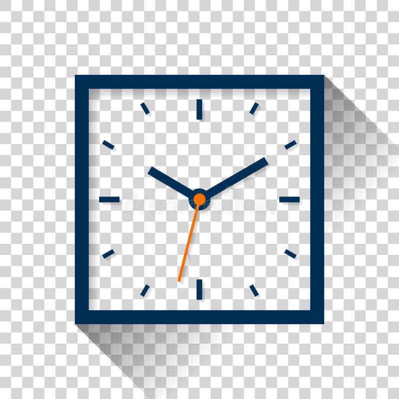 Square Clock Icon in Flat Style, Timer on Transparent Background ...