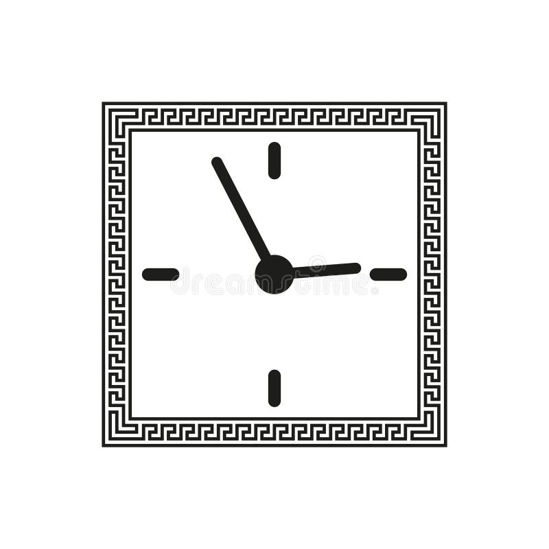 Square Clock Icon. Geometric Border Design. Timepiece Vector ...