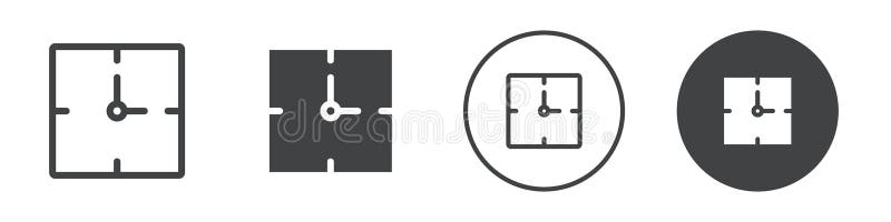 Square Clock Icon Vector Logo Outline Stock Vector - Illustration of ...