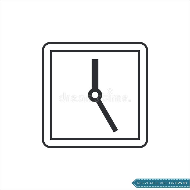 Square Clock Icon Vector Template Flat Design Illustration Design Stock ...