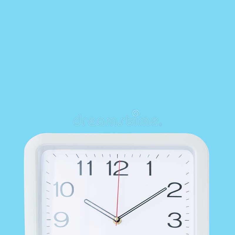 A Square Clock on Light Blue Background. Stock Image - Image of coffee ...