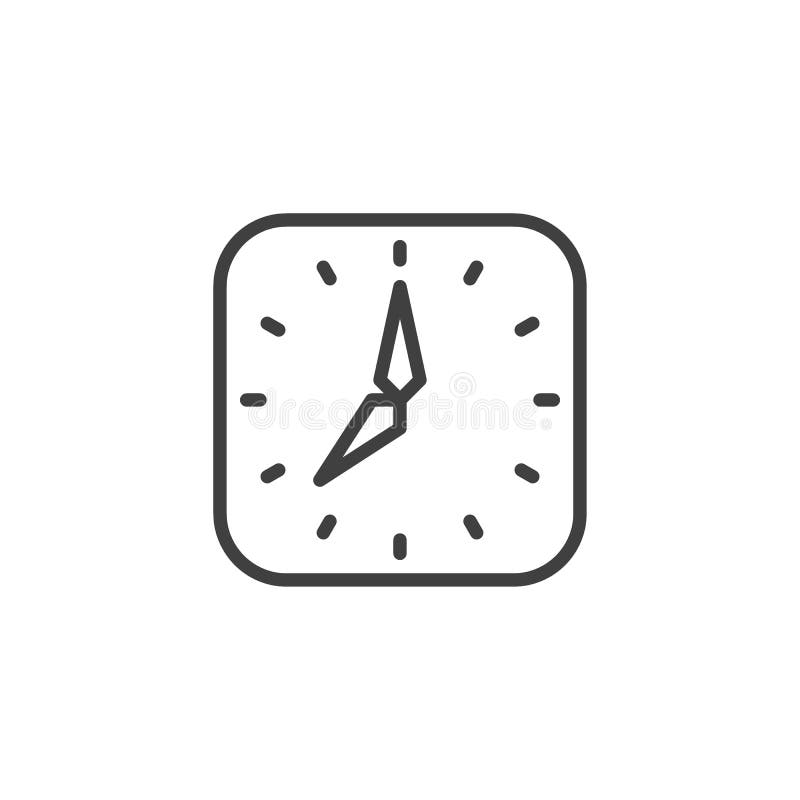 Square clock line icon stock vector. Illustration of clock - 254740658