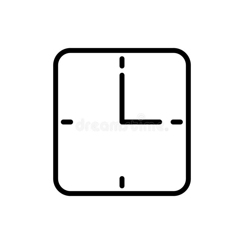 Square Clock Outline Vector Icon Stock Vector - Illustration of white ...