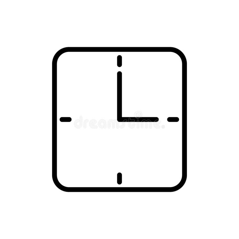 Square Clock Outline Vector Icon Stock Vector - Illustration of white ...