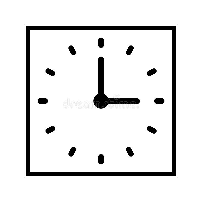 Square Clock, White Transparent Clock Face Square Arrow Icon - Vector ...