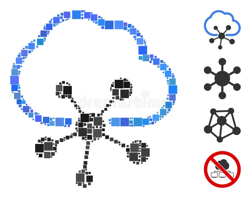Square Cloud Network Icon Vector Mosaic Stock Vector - Illustration of ...