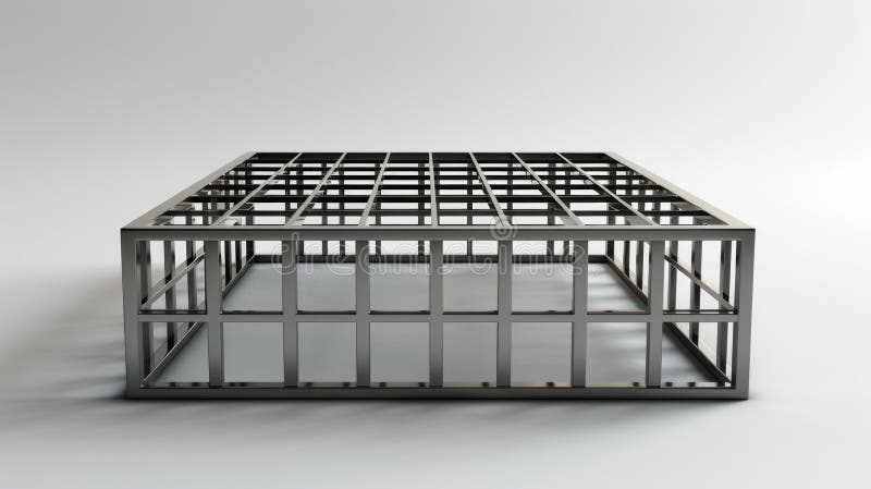 A Square Coffee Table with Intersecting Metal Lines Creating a ...