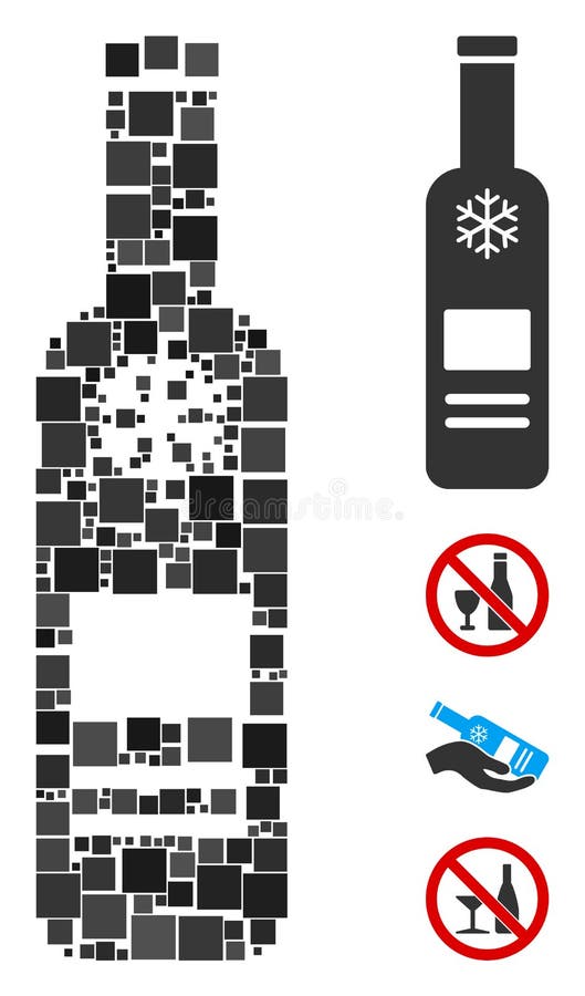 Square Cold Vodka Bottle Icon Vector Mosaic Stock Vector - Illustration ...