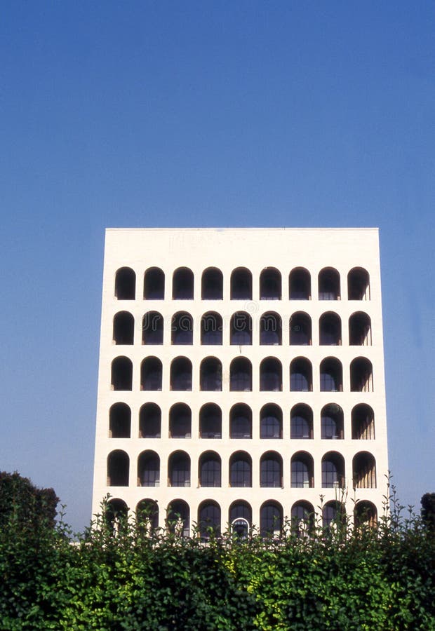 Square Coliseum in Eur - Rome Stock Photo - Image of cathedral, bush ...