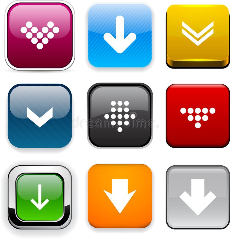 Square Color Download Icons. Stock Vector - Illustration of interface ...
