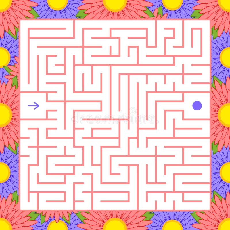 Square Color Labyrinth. an Interesting Game for Children Stock Vector ...