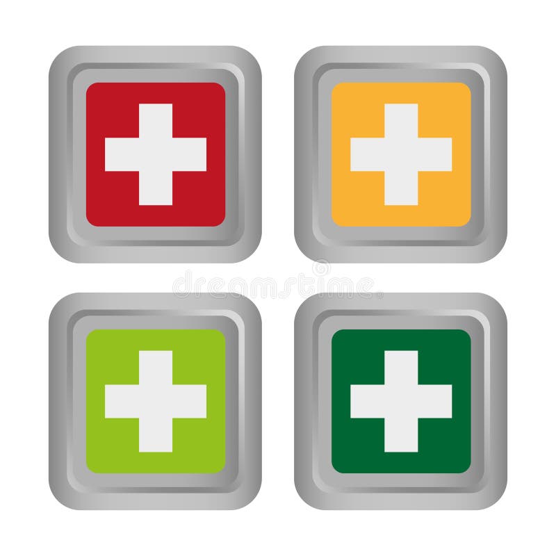 Square Colored Cross Buttons. Cross Symbol. Vector Illustration Stock ...