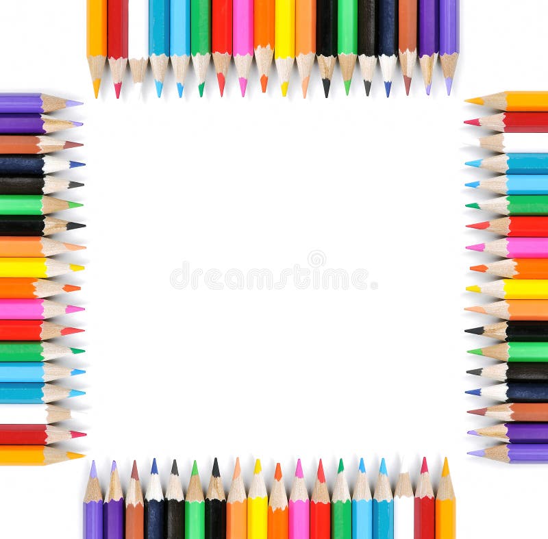 Square of Colored Pencils Isolated on White Background Stock Image ...