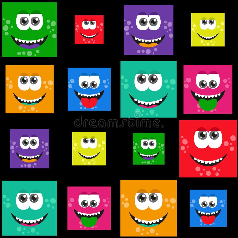 Square Colorful Smiles - Vector Set or Pattern Stock Vector ...