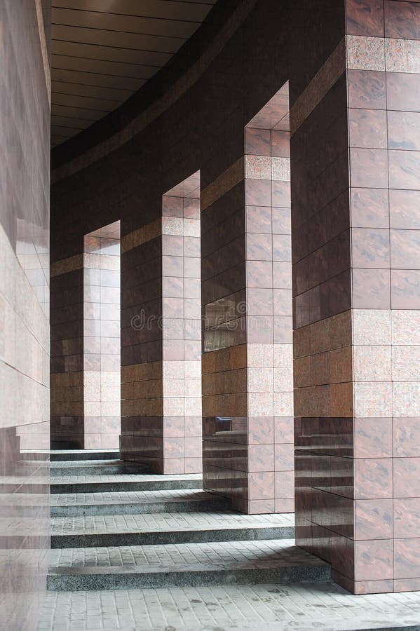 Square Columns in a Modern Building Lined with Tiles Stock Image ...