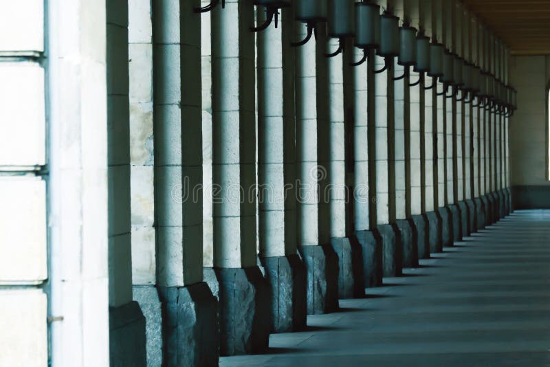 Square Columns Stand in a Row. Architecture Stock Photo - Image of ...