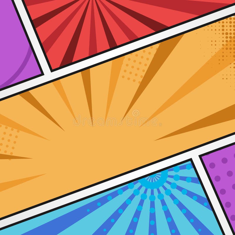 Square Comic Book Pop Art Style Background Template Graphic Stock ...