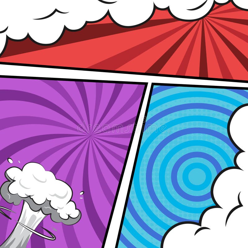 Square Comic Colorful Frame Cartoon Background Template Concept Stock ...