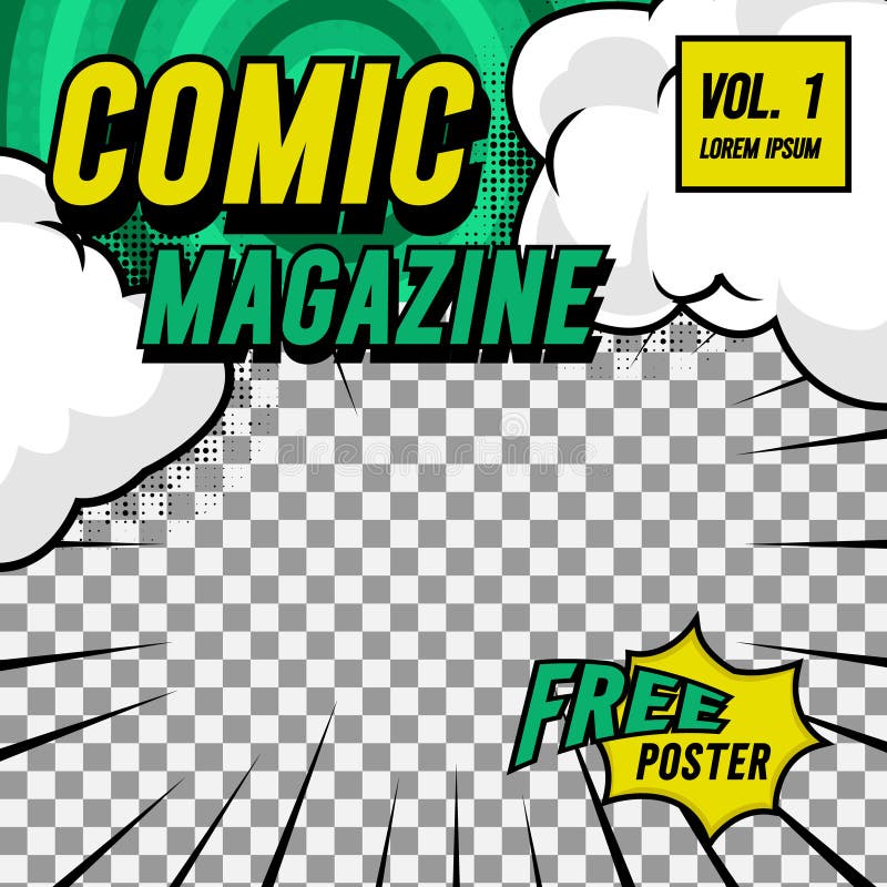 Square Comic Cover Front Page Layout Background Template Concept Stock ...