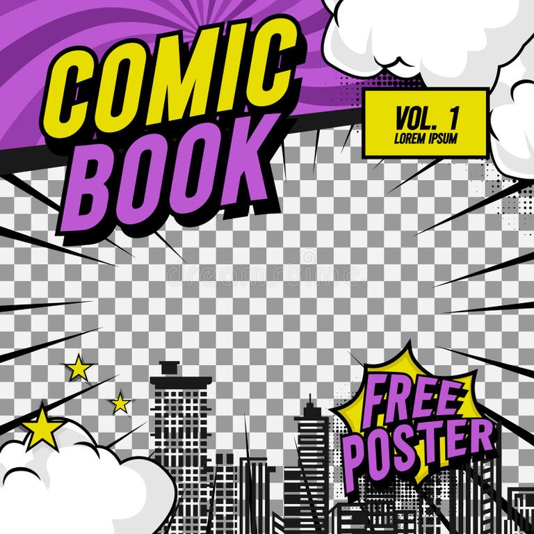 Square Comic Cover Template Front Page Layout Graphic Stock Vector ...