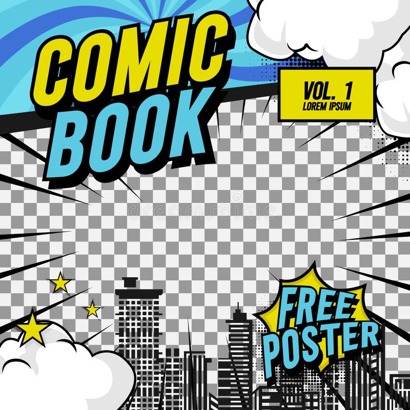 Square Comic Cover Template Front Page Layout Promotion Stock Vector ...