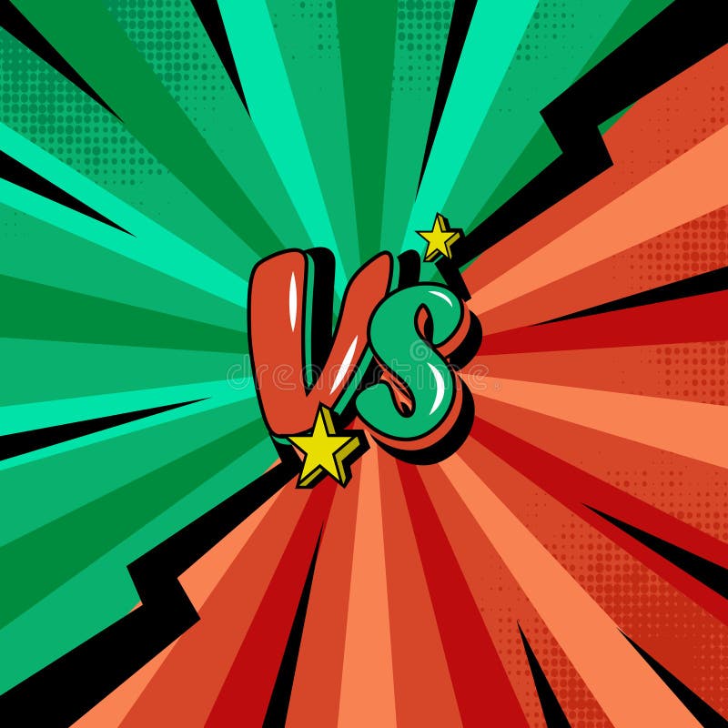 Square Comic Versus Fight Background Two Color Graphic Stock Vector ...