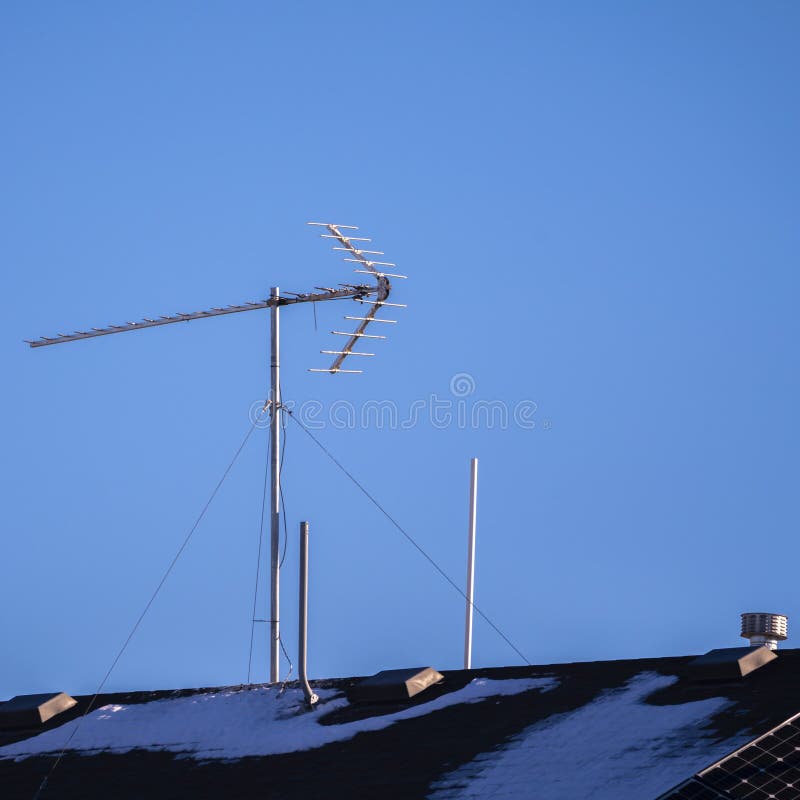 Rooftop Communications Antenna with Booster Stock Image - Image of ...
