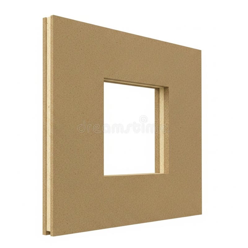 Square Composite Wood Panel with a Central Rectangular Opening on a White Background Keywords ...