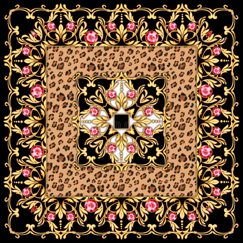 Leopard with Square Frame for Banner, Poster, and Greeting Card Stock ...