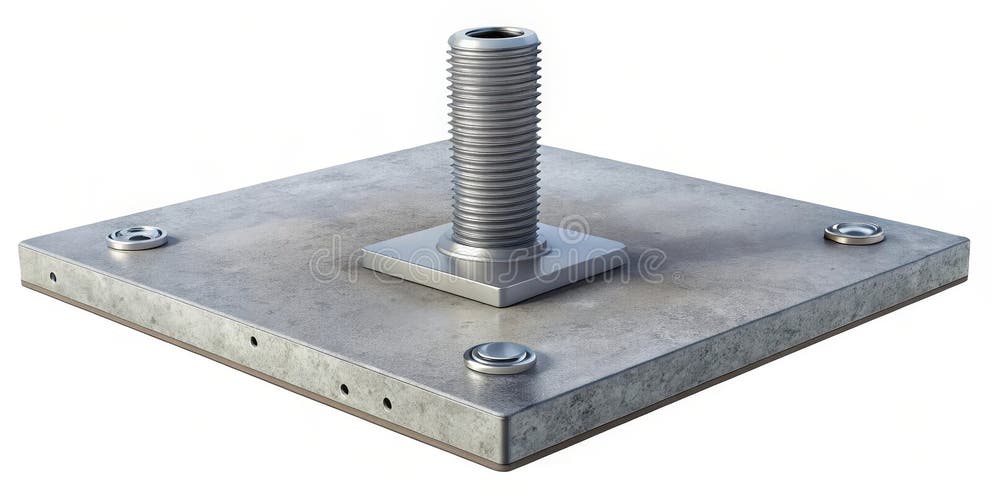 Square Concrete Base with Threaded Metal Bolt for Secure Mounting ...
