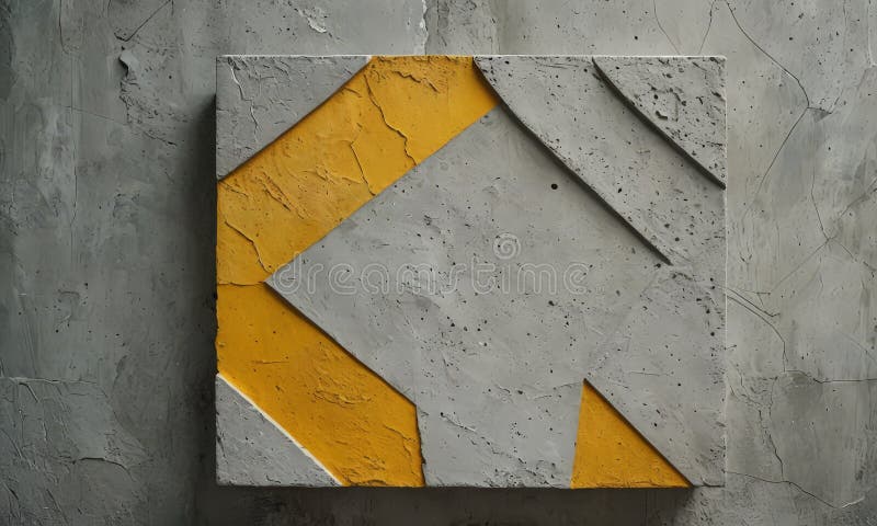 Square Concrete Block with Yellow and Gray Geometric Pattern, Featuring ...