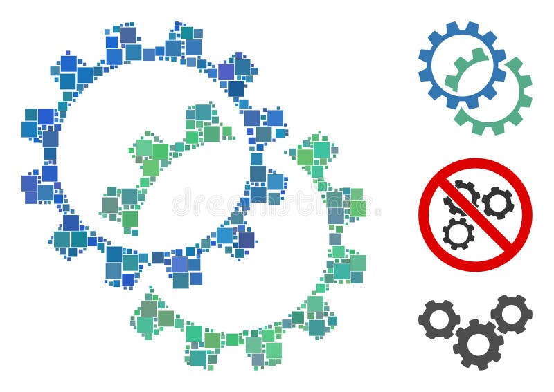 Square Configuration Gears Icon Vector Mosaic Stock Illustration ...