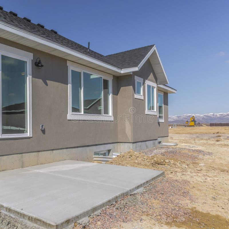 Square Construction Outside a Home with Flat Concrete Surface ...