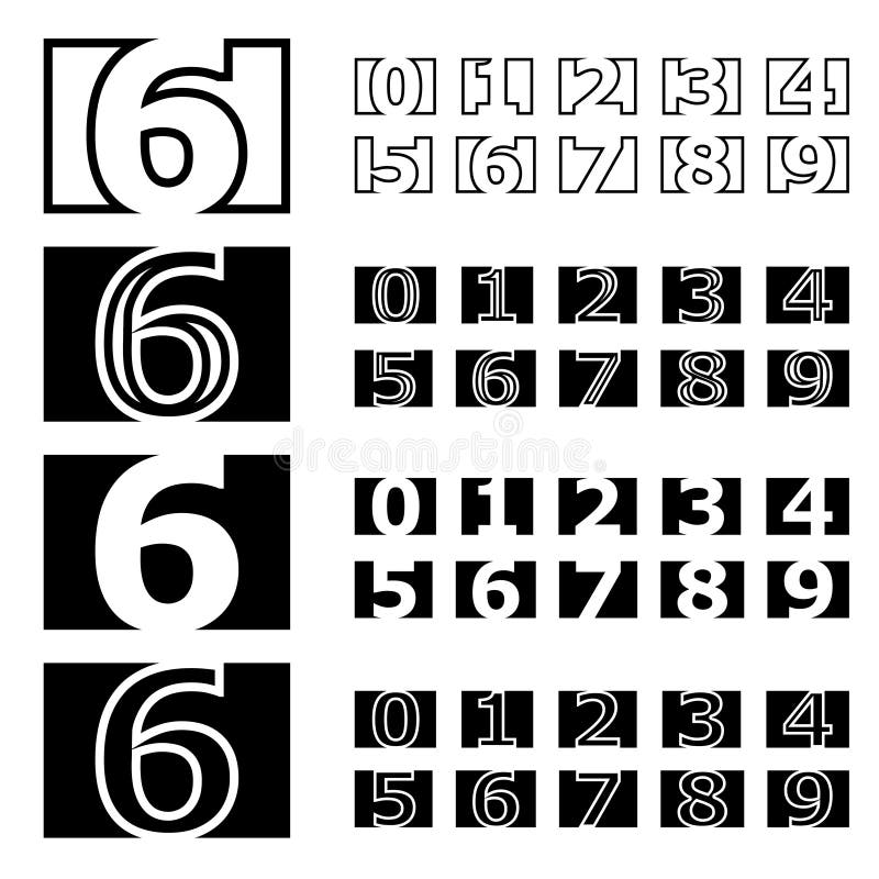 Square Contour Numbers Font Stock Vector - Illustration of counter ...