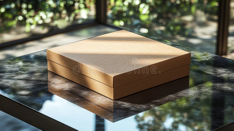 Square Cork Box on Glass Tabletop Stock Illustration - Illustration of ...
