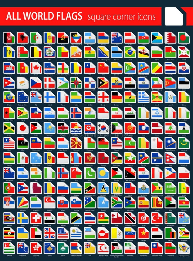 World Flags Flat Square Icon Set Stock Illustrations – 851 World Flags ...