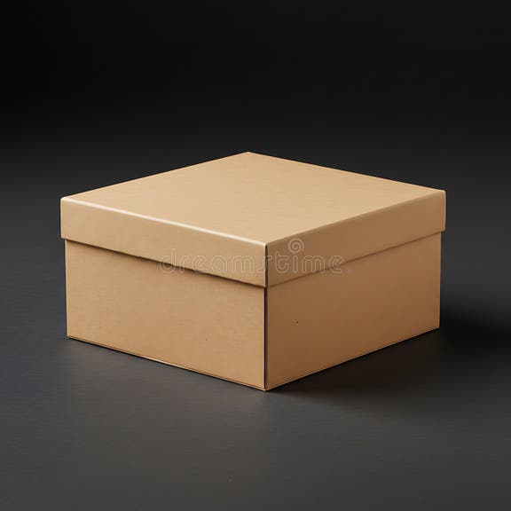 Square Corrugated Box with a Matching Lid Against a Solid Backdrop ...