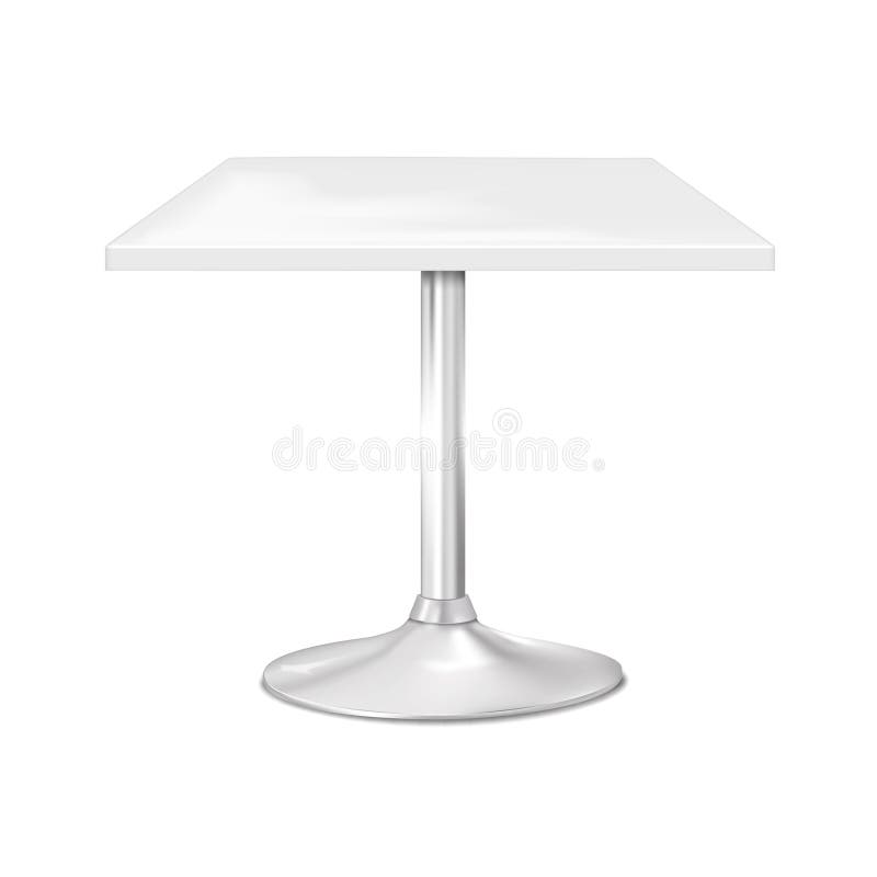 Square Countertop Table on One Metal Leg with Round Base. 3d Mockup ...