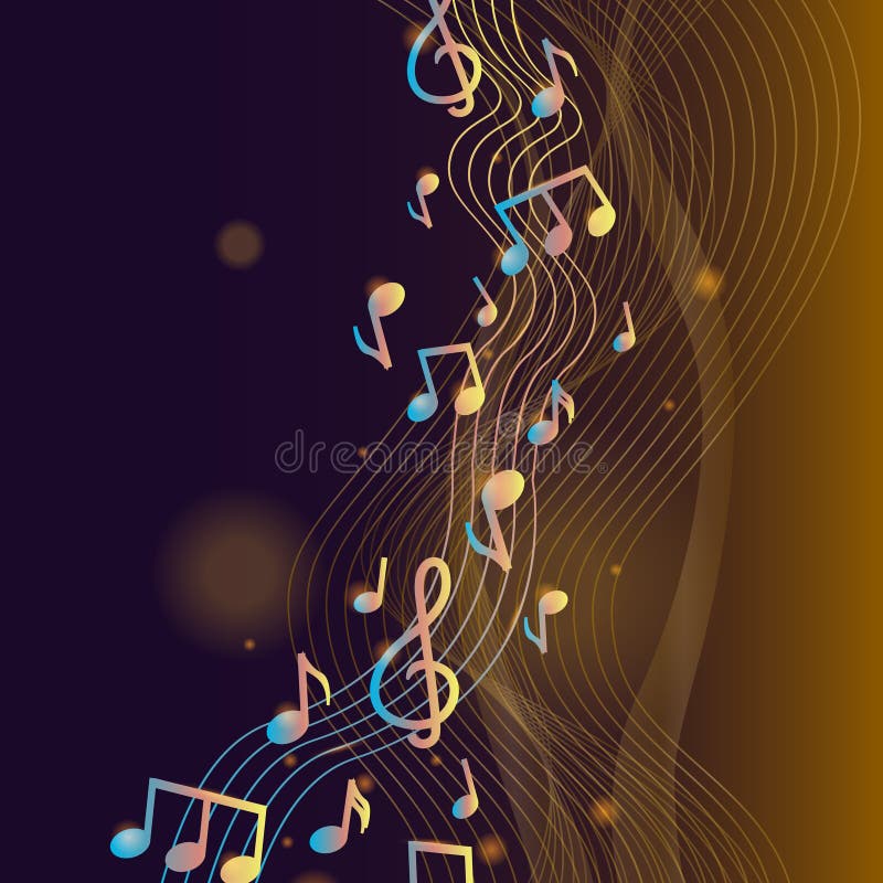 Colorful Music Notes with Colorful Lines and Equalizer Vector Stock ...