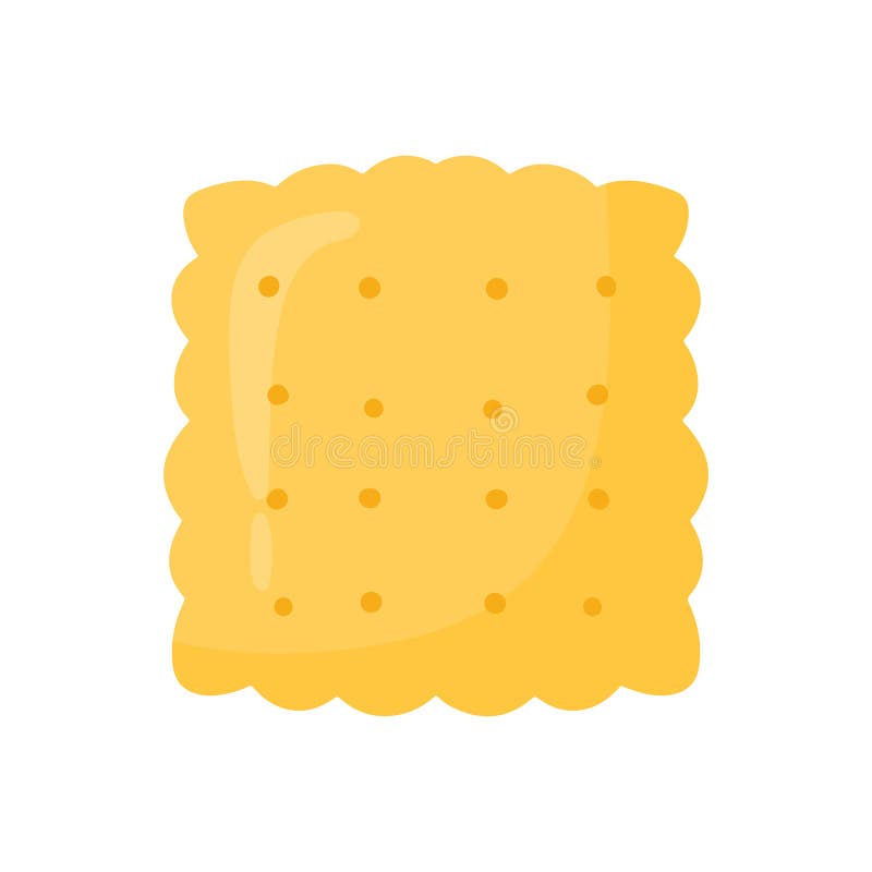 Square Cracker Biscuit Snack Food in Cute Cartoon Vector Illustration ...