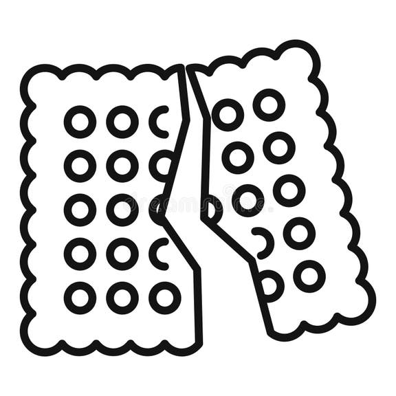 Square Cracker Breaking Apart Line Icon, Snack Time Stock Vector ...