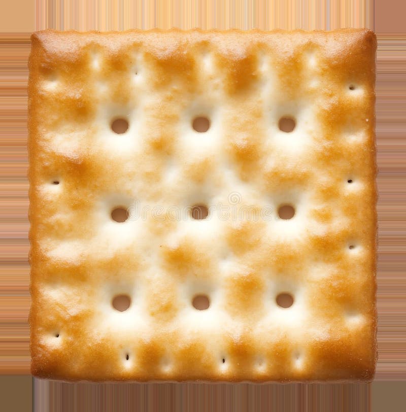 Square Cracker with Salted Top and Perforated Pattern on Transparent ...