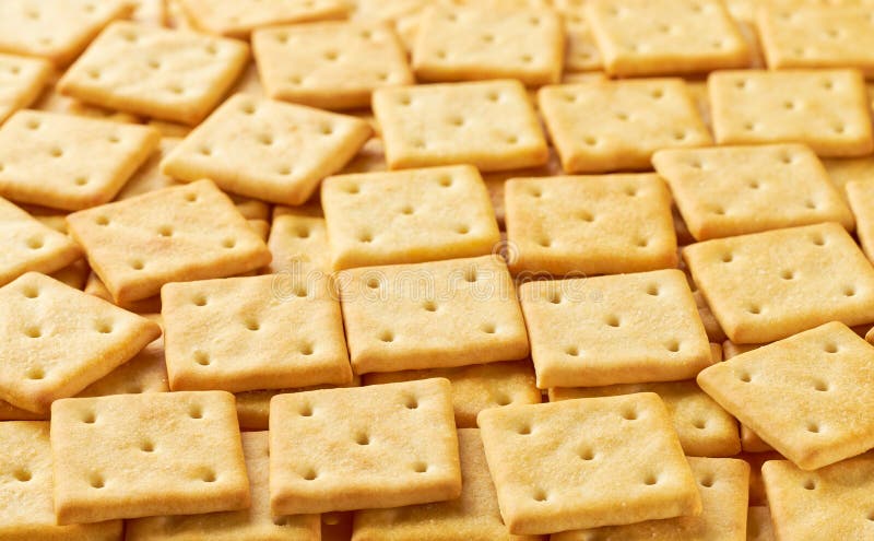Square Crackers Placed Throughout the Screen Selective Focus. Food ...
