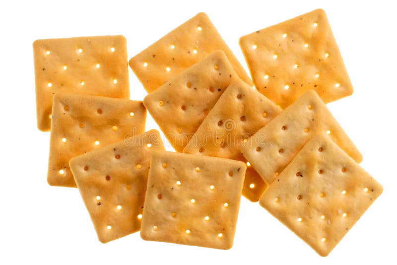 Square Crackers Scattered and Isolated on White Stock Photo - Image of ...