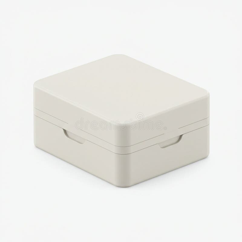 Square, Cream-colored Plastic Container with Smooth Surfaces and ...