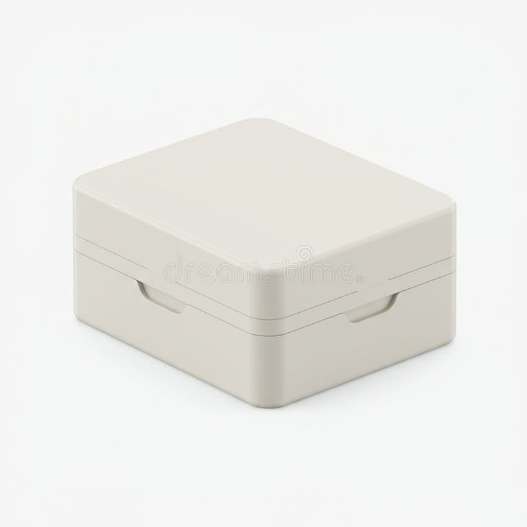 Square, Cream-colored Plastic Container with Smooth Surfaces and ...